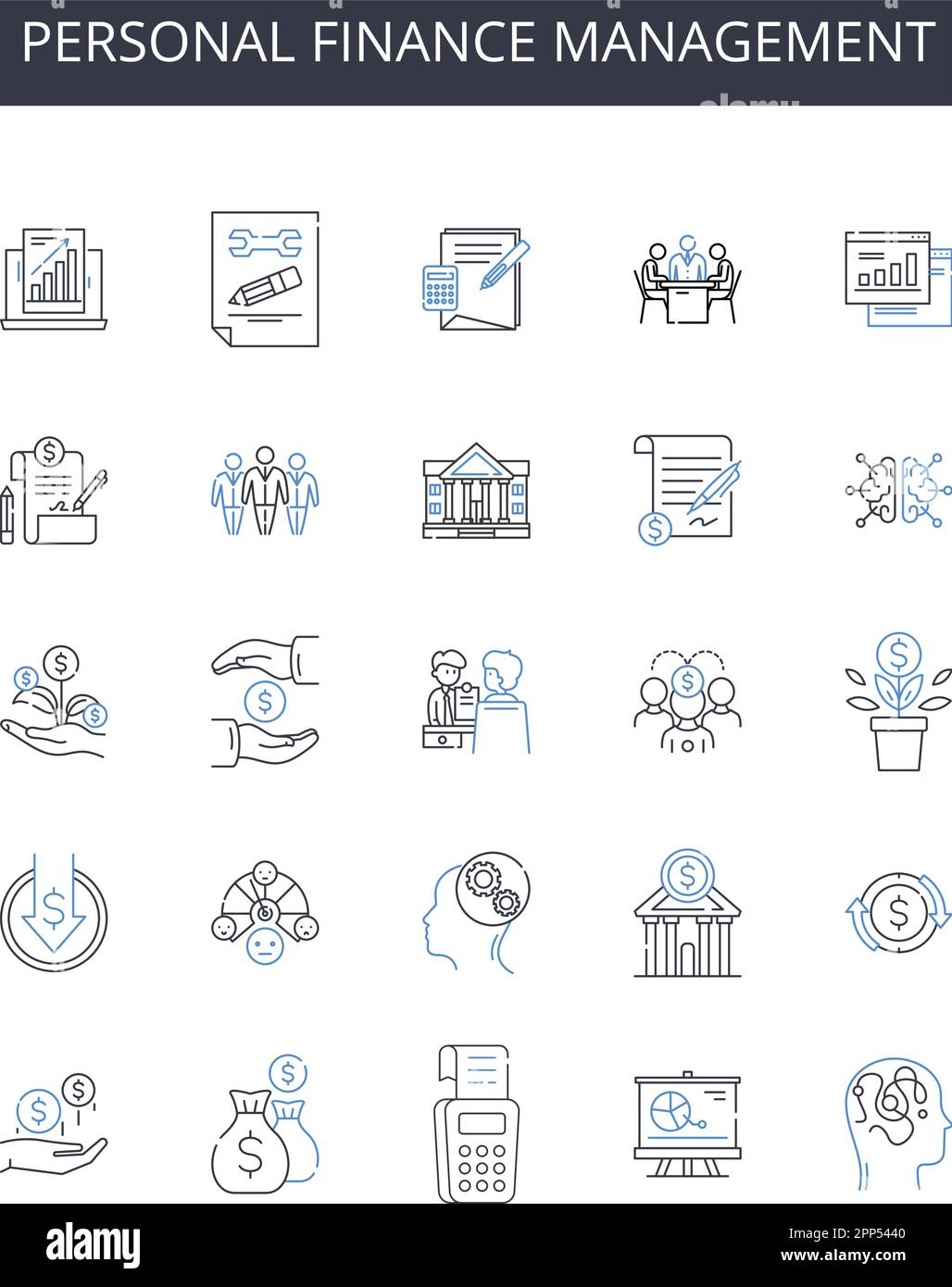 Personal Finance Management line icons collection. Financial Planning ...