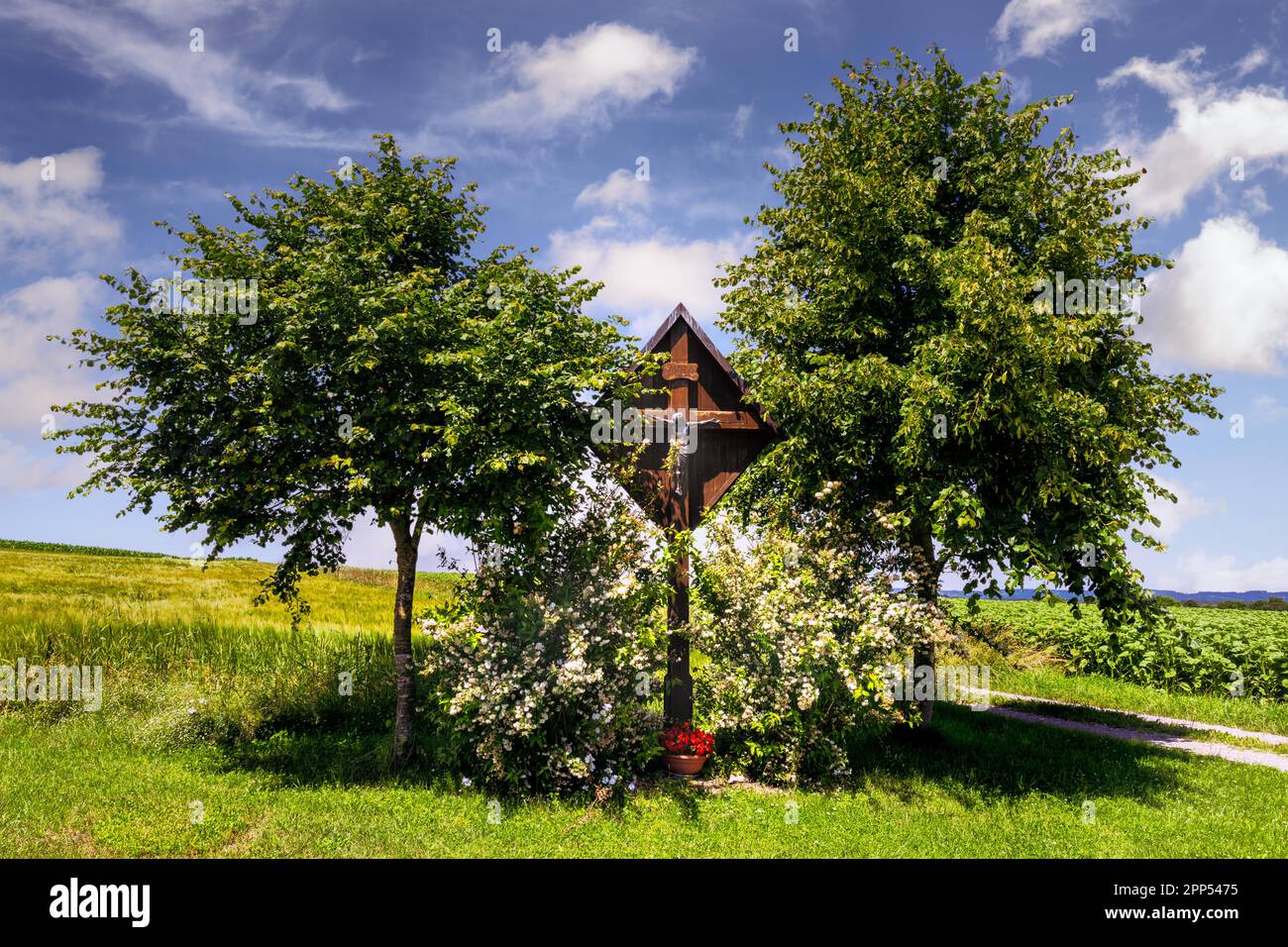 Traditional wooden wayside cross in Bavaria Germany Stock Photo - Alamy