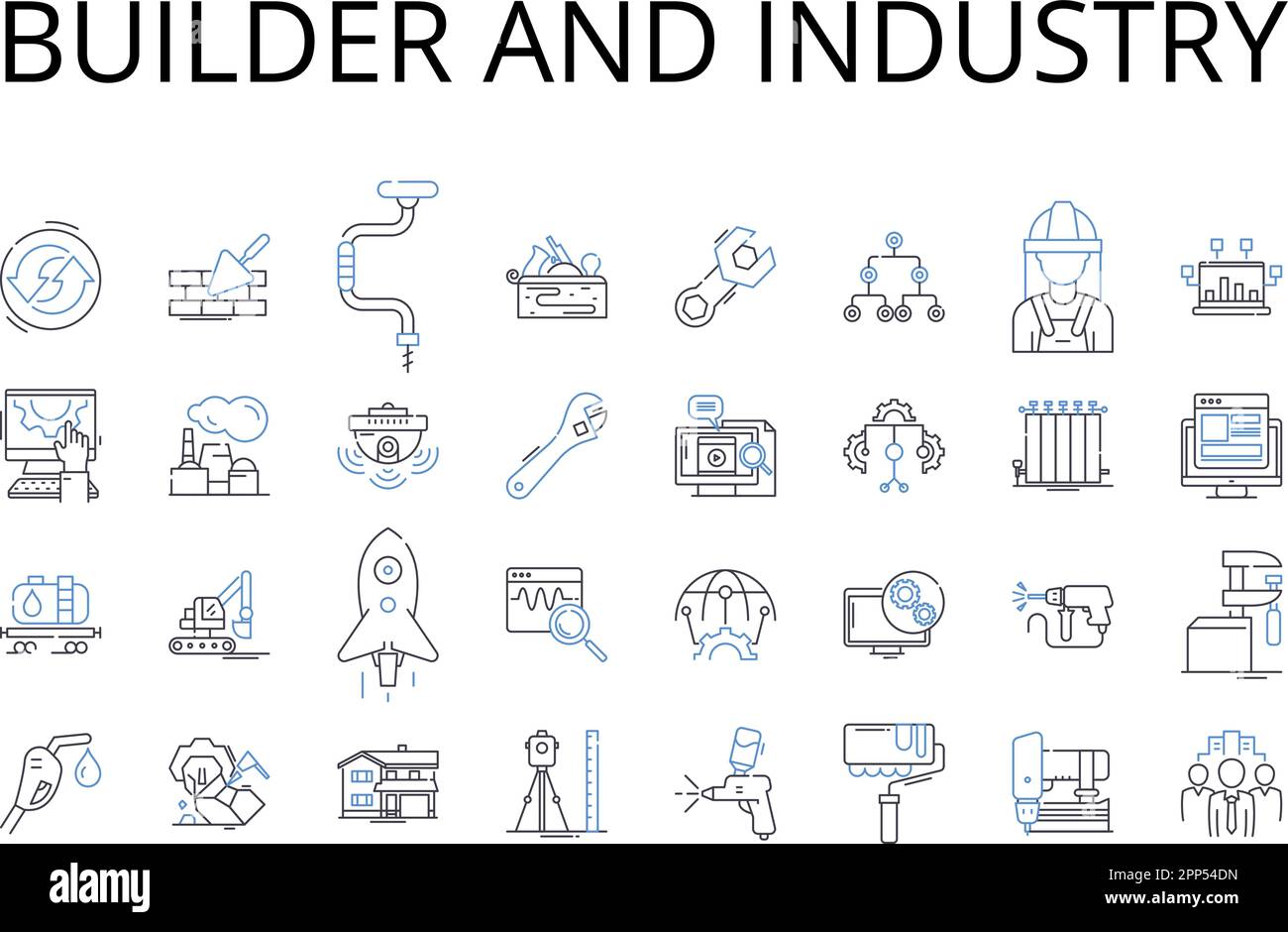 Builder and industry line icons collection. Construction industry ...