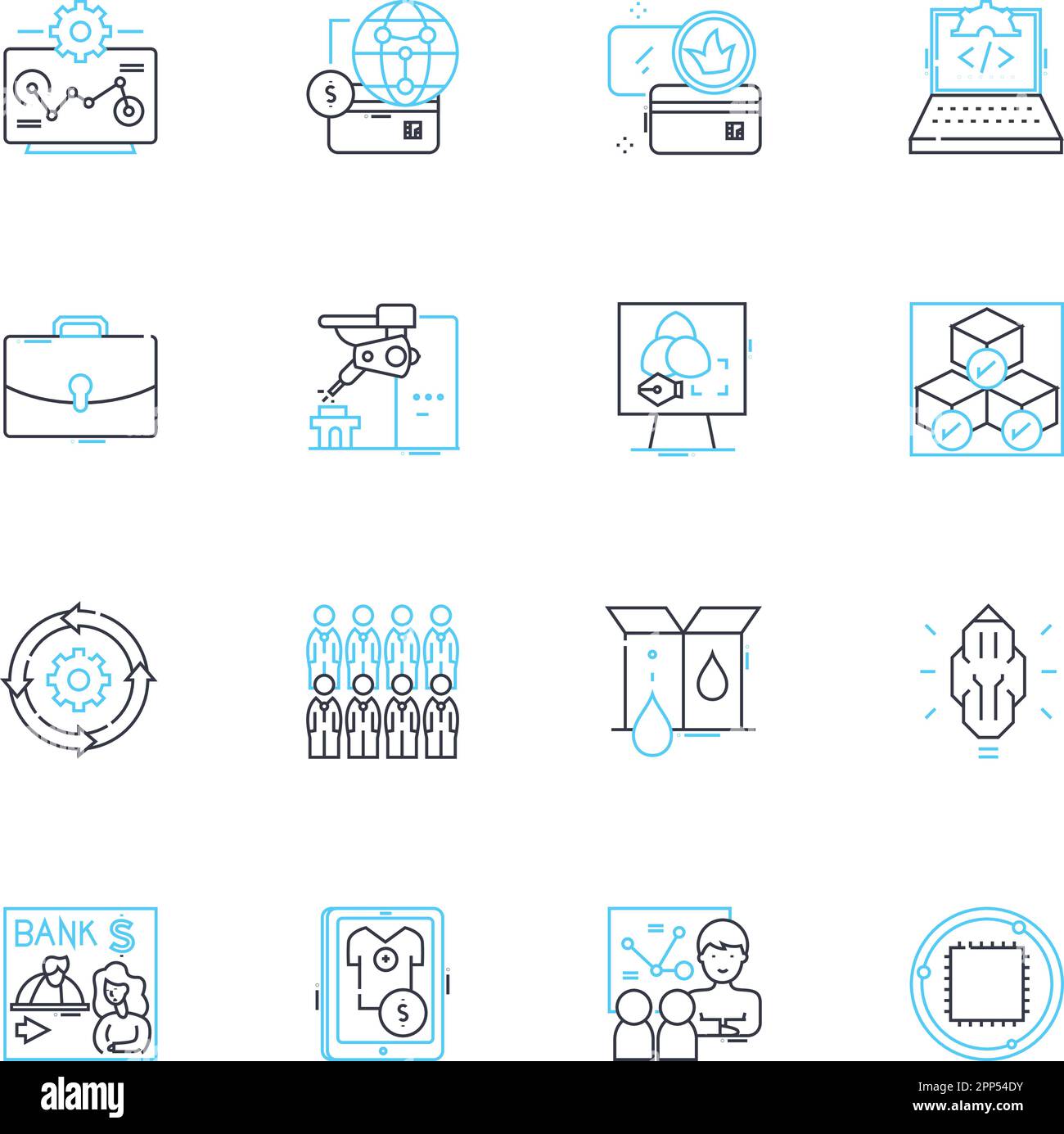 Wealth accumulation linear icons set. Prosperity, Investment, Savings ...