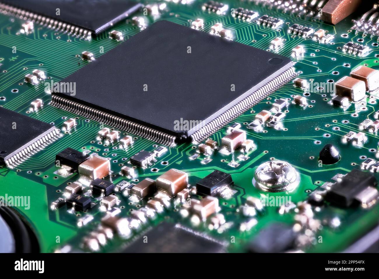 Integrated circuit with a processor chip on computer mainboard Stock ...