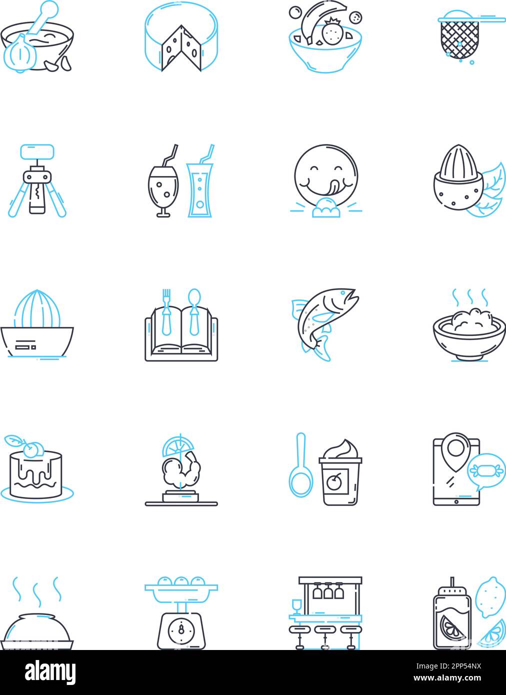 Meal prep linear icons set. Plan, Prep, Healthy, Quick, Convenient ...