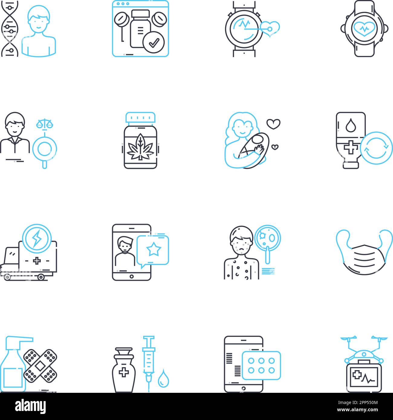 Health promotion linear icons set. Exercise, Nutrition, Prevention ...