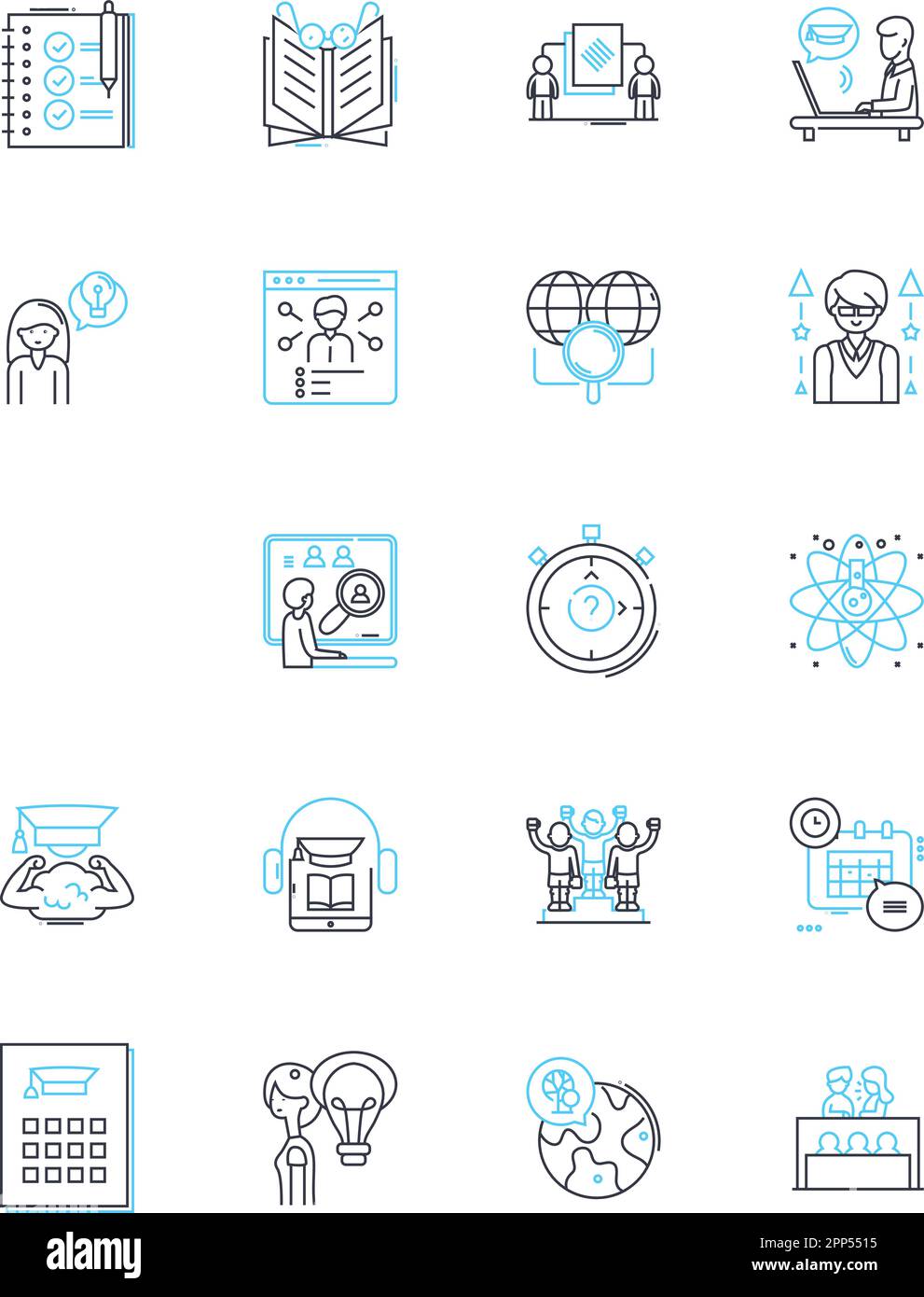 E-learning linear icons set. Online, Multimedia, Distance, Remote ...