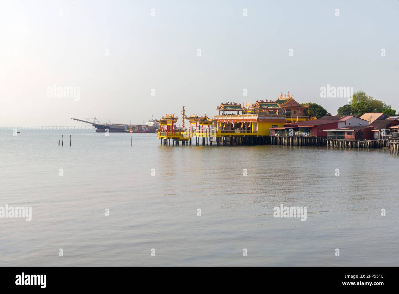 View of Penang Bridge connecting George Town (Penang island) and ...