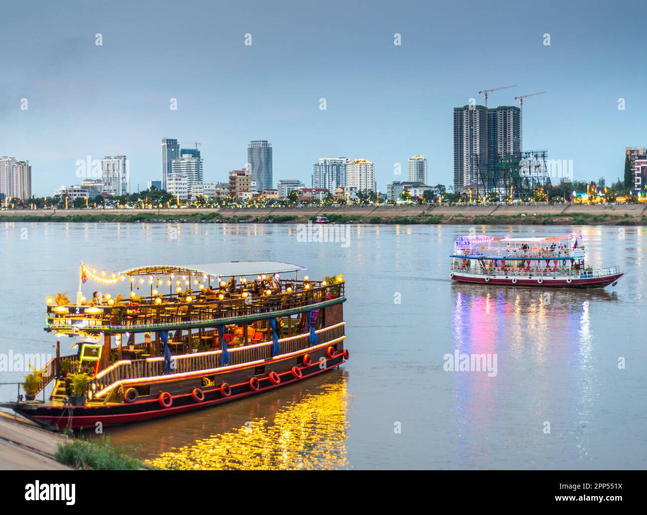 Illuminated with vibrant,strip lights to attract tourists,the river ...