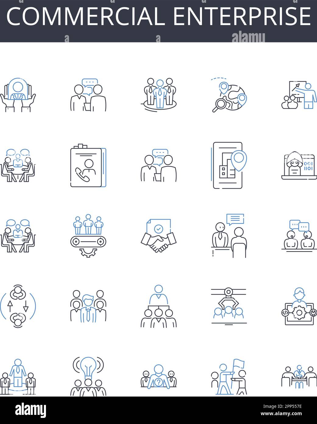 Commercial enterprise line icons collection. Business venture, Trading ... Commercial enterprise line icons collection. Business venture, Trading ...