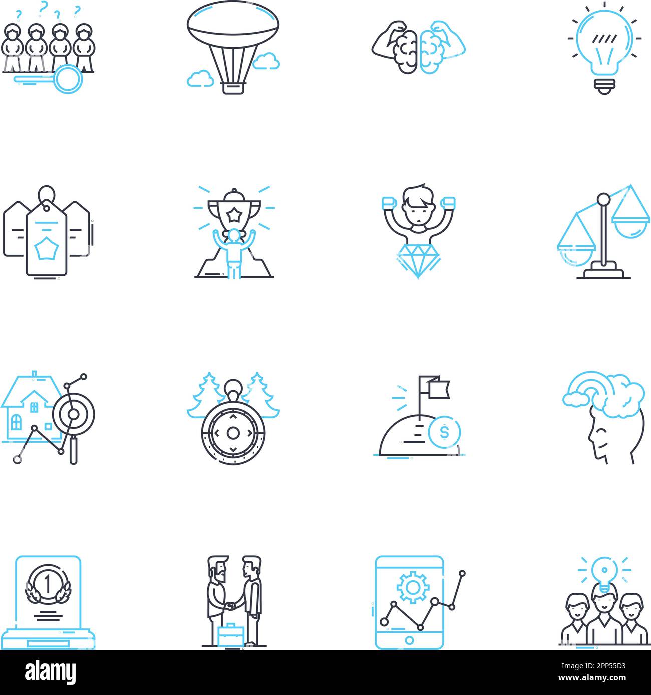 Goal setting linear icons set. aspiration, ambition, objectives ...