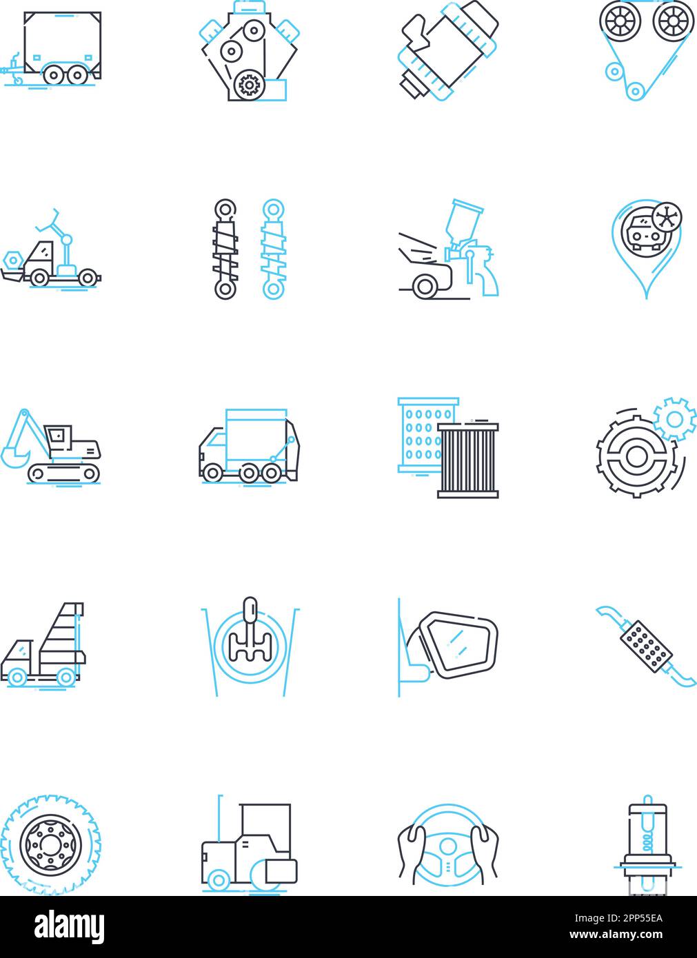 Motor garage linear icons set. Tune-ups, Repairs, Maintenance, Oil ...