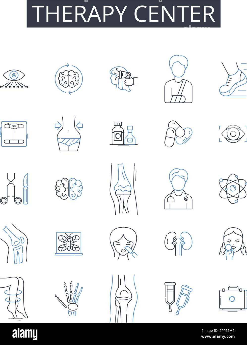 Therapy center line icons collection. Health clinic, Wellness spa ...