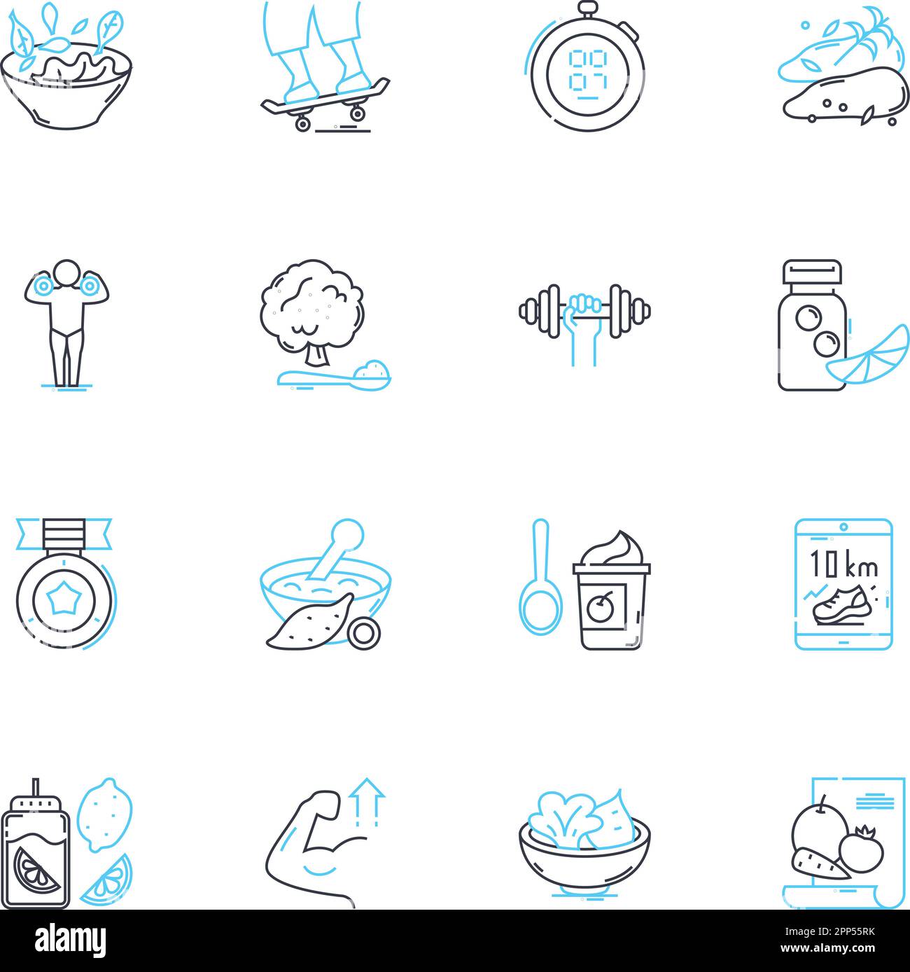 Nutrient-rich diet linear icons set. Nutrition, Health, Balanced ...