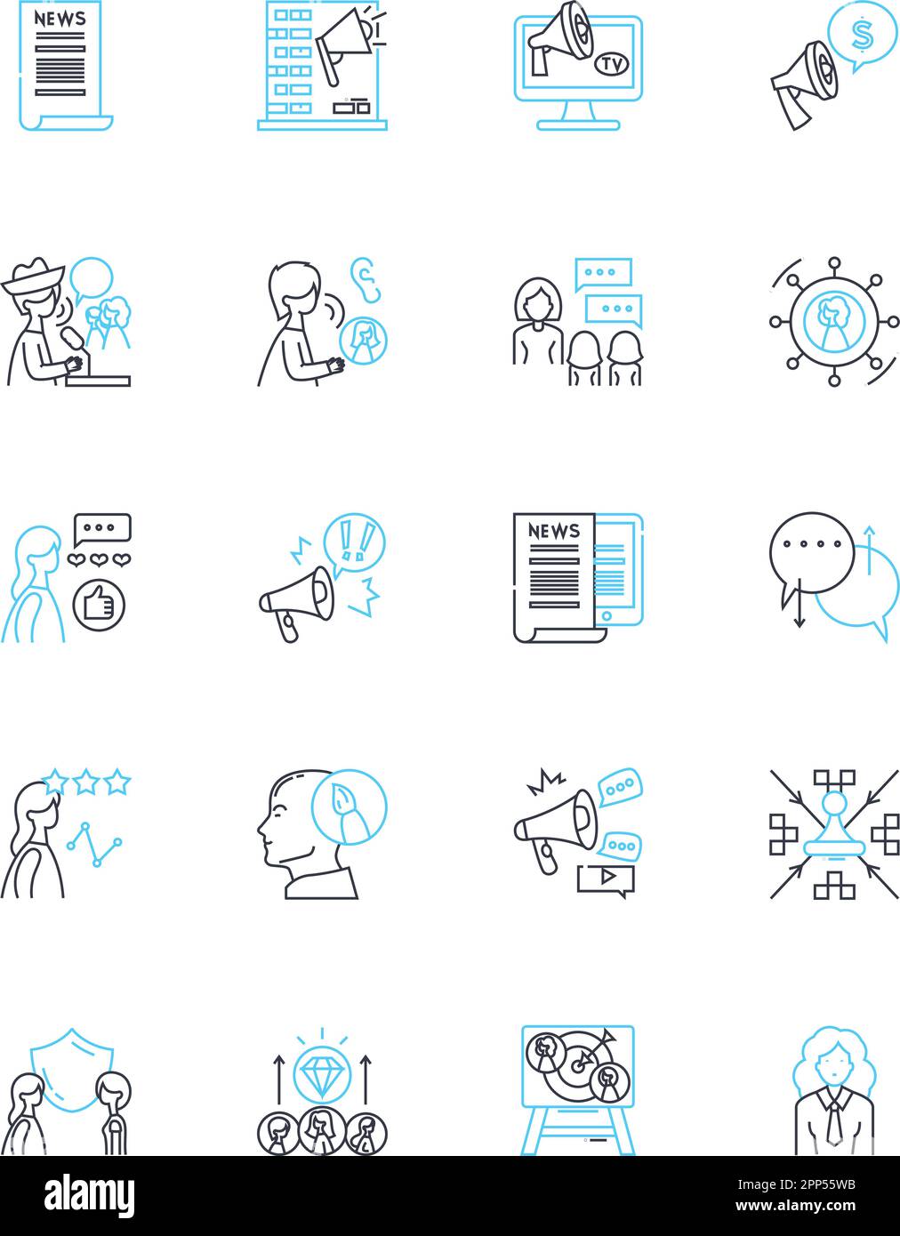 Personal rapport linear icons set. Connection, Rapport, Chemistry ...