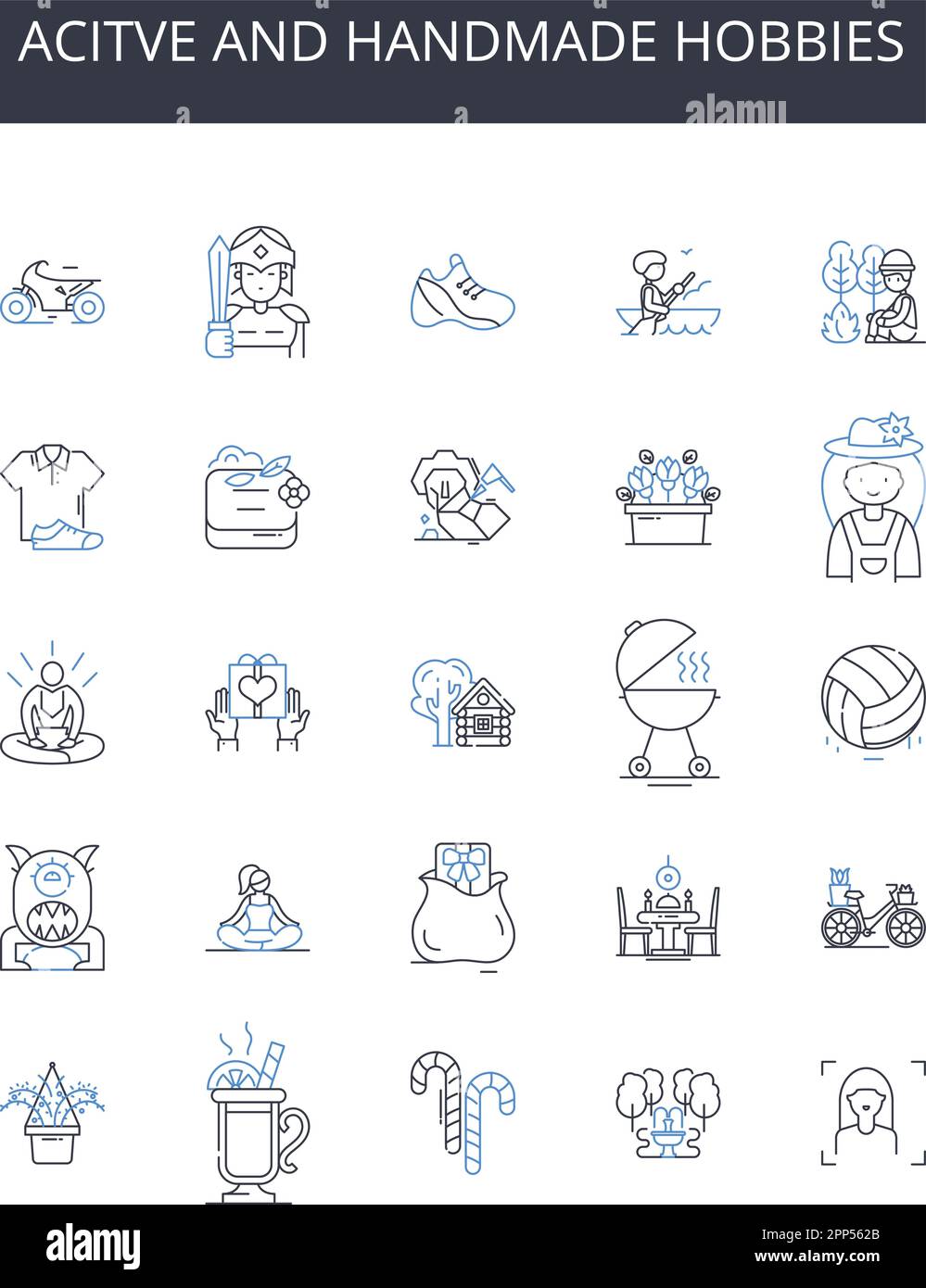 Acitve And Handmade Hobbies Line Icons Collection Engaged Occupied Involved Busy Productive