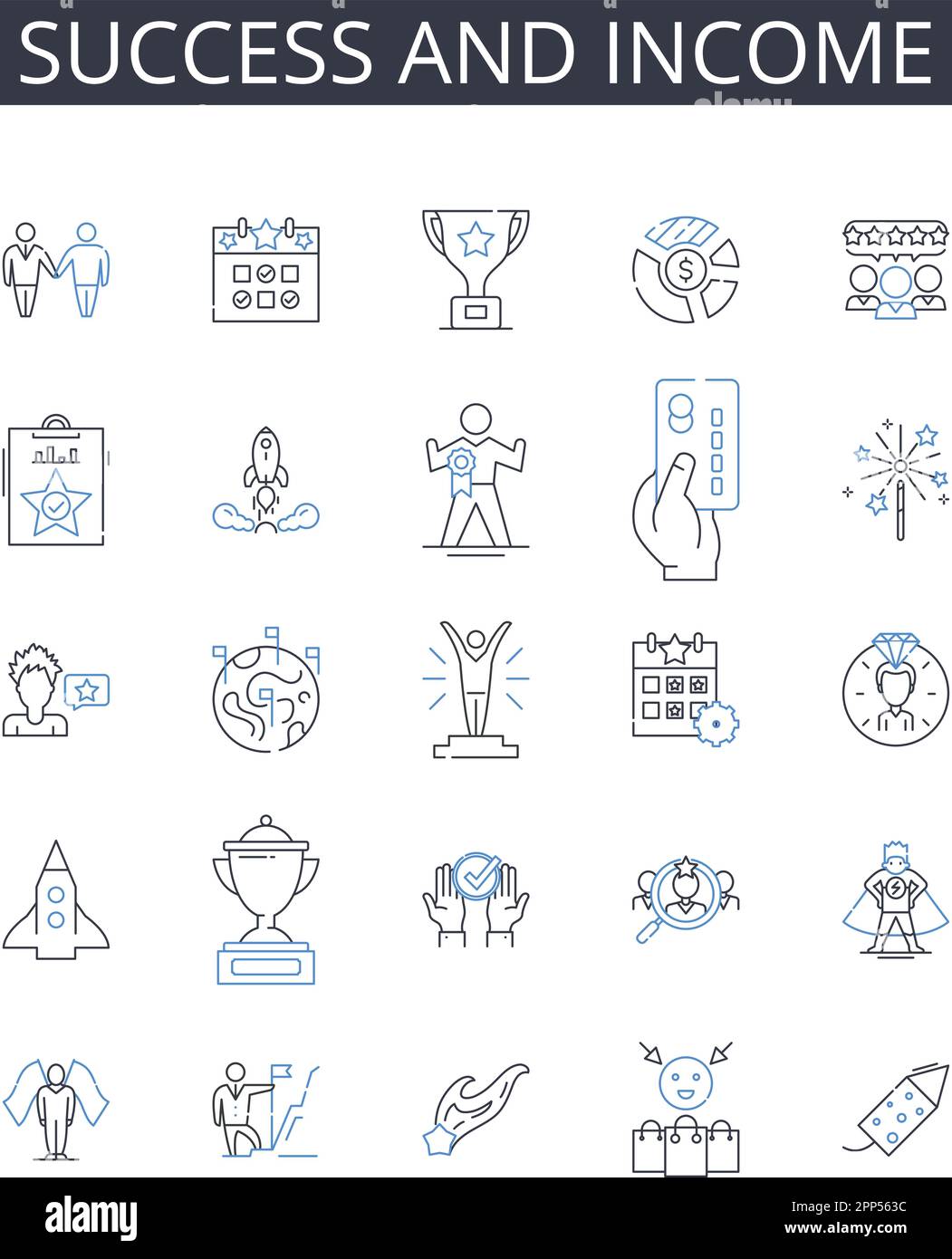 Success and income line icons collection. Prosperity, Accomplishment ...