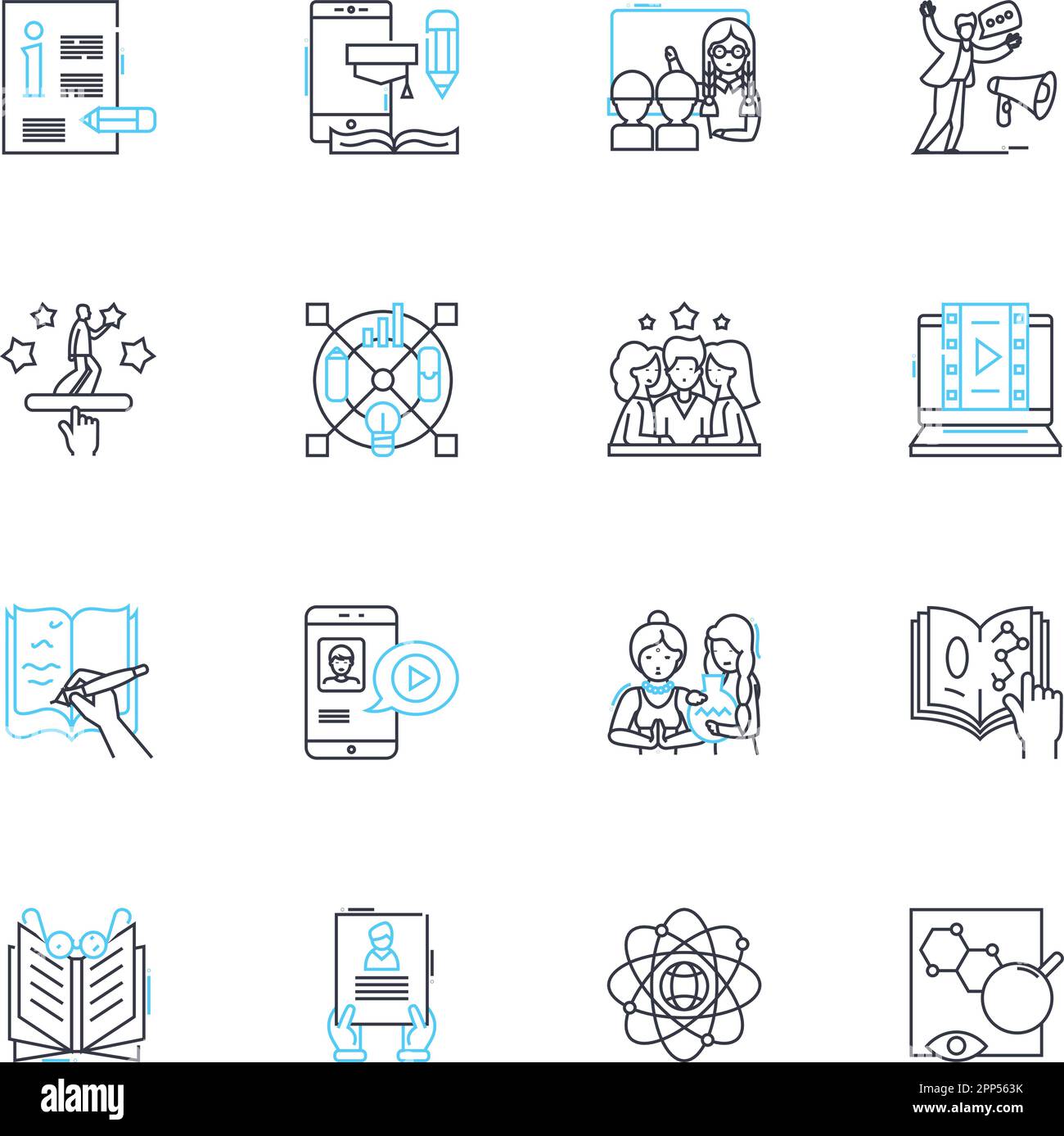 Cyber education linear icons set. Security, Technology, Online ...