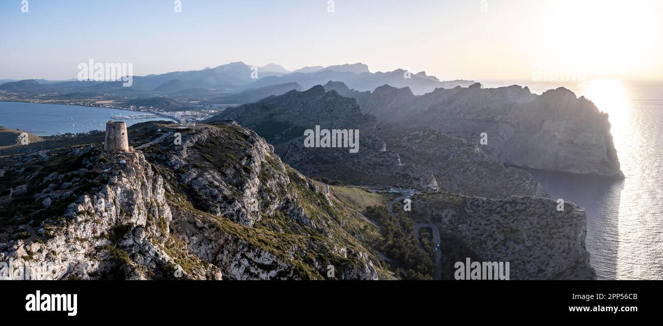 Aerial view, Albercutx watchtower, Talaia d'Albercutx, Alta d'en Vaquer ...