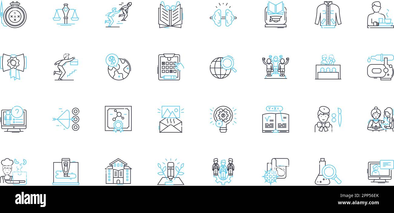 Education Linear Icons Set Learning Knowledge Curriculum Instruction Classroom Professor