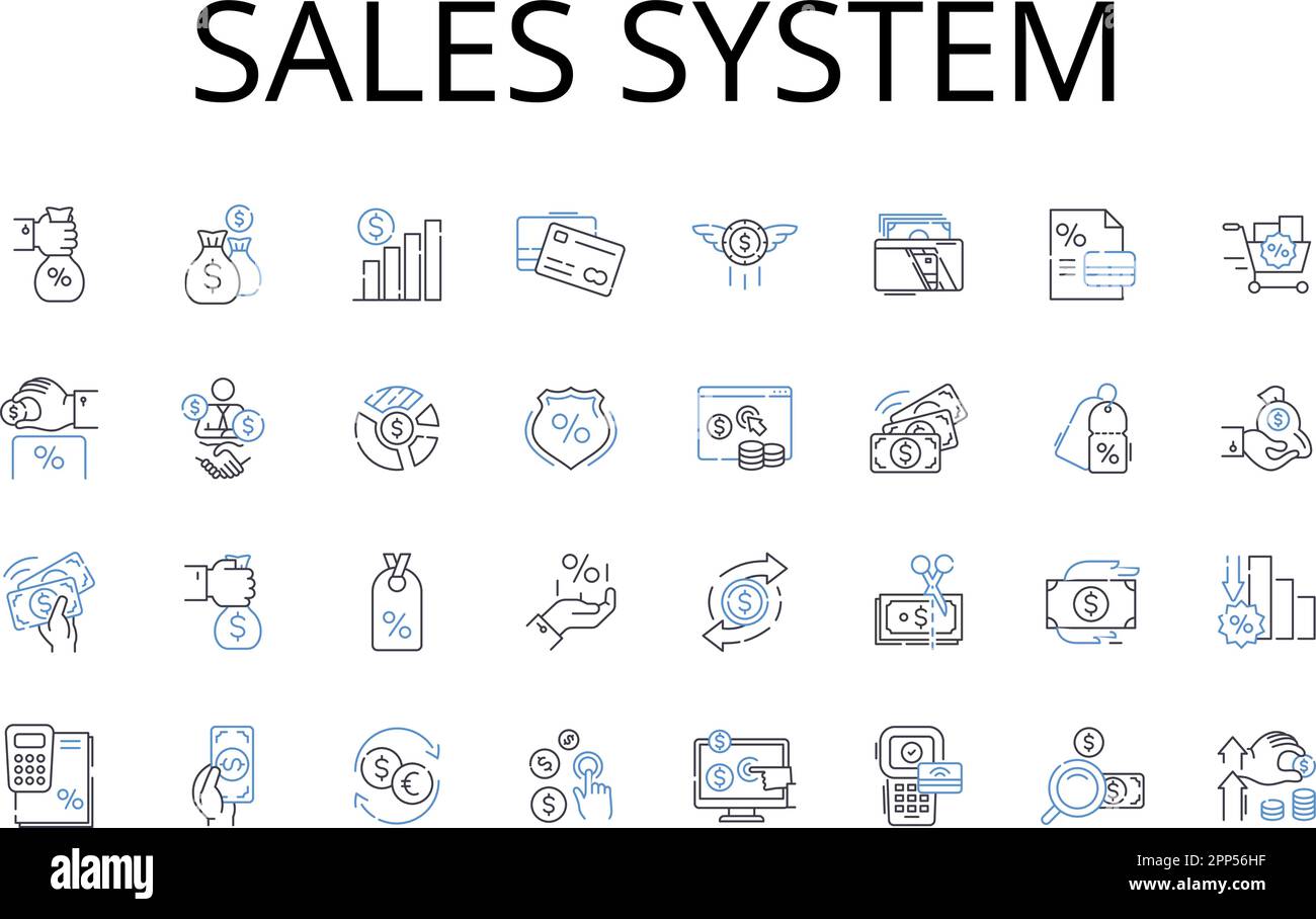 Sales system line icons collection. Business model, Revenue stream ...