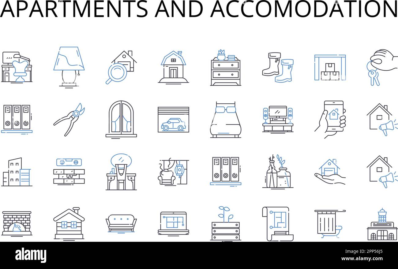 Apartments And Accomodation Line Icons Collection Skyline And Horizon Shelter And House