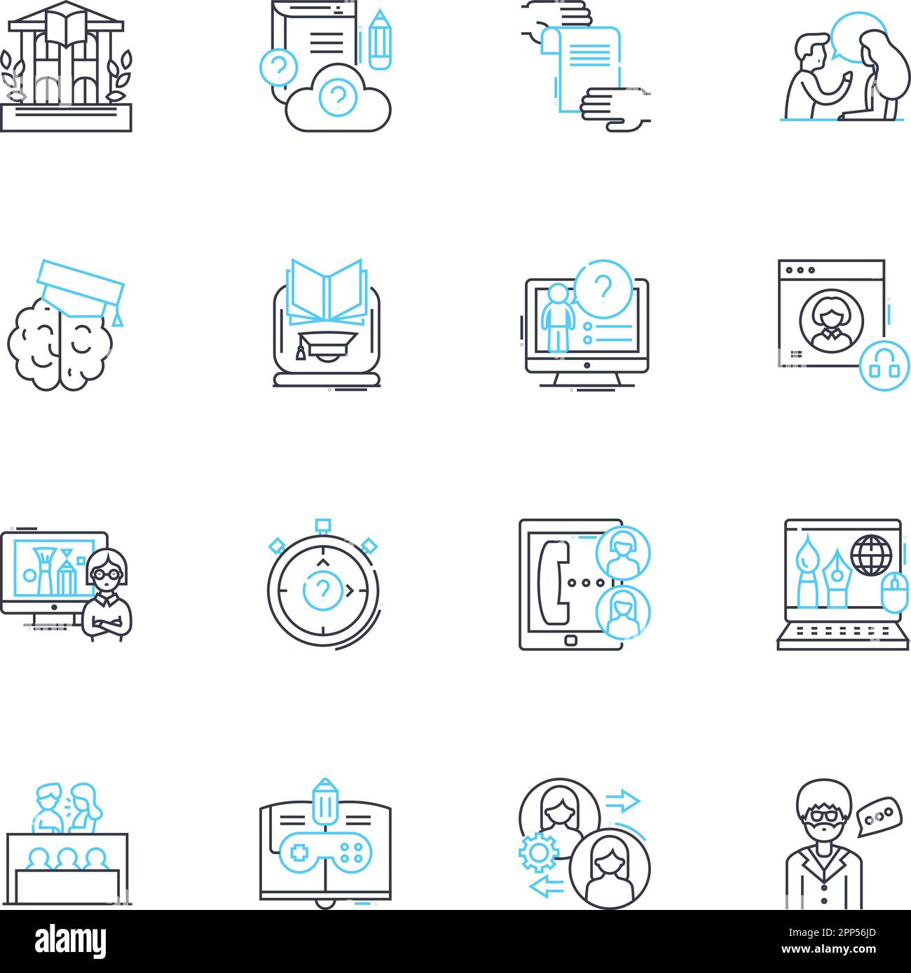 Pedagogy linear icons set. Learning, Teaching, Instruction, Education, Curriculum, Assessment ...