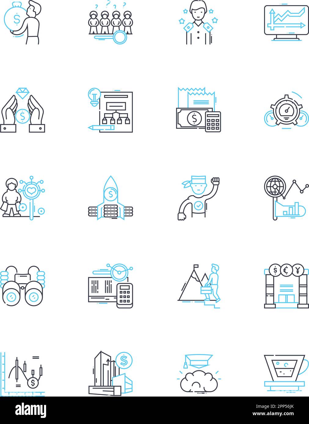 Capital investment linear icons set. Funding, Finance, Equity, Debt ...