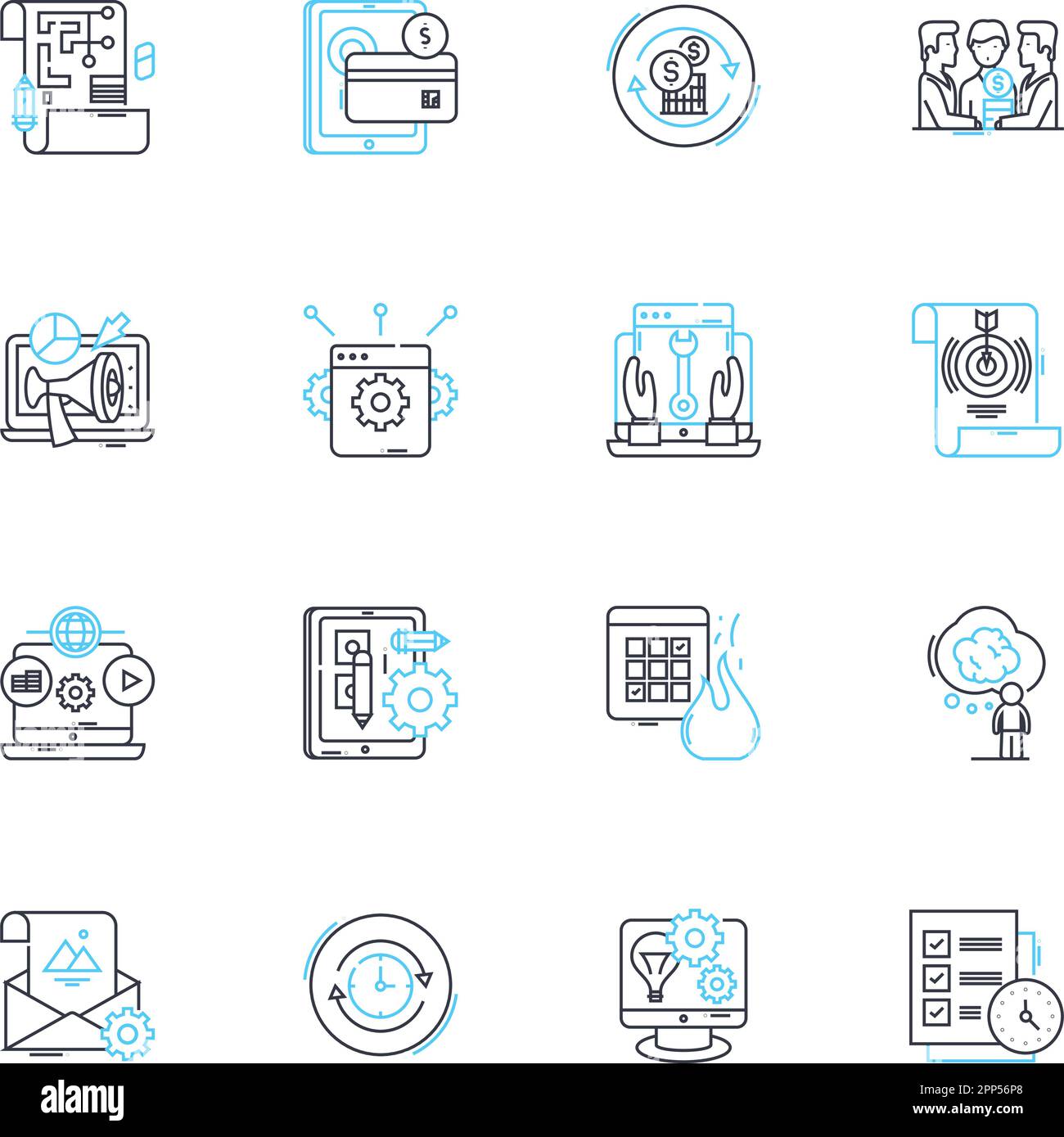 Business structure linear icons set. Hierarchy, Organization, Management, Leadership, Strategy ...