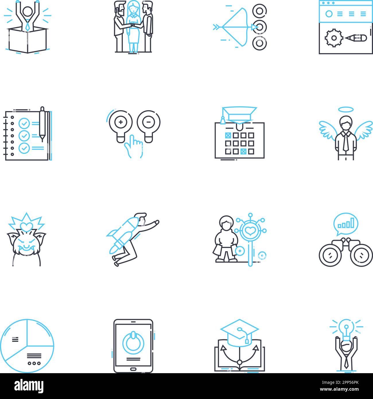 Positive attitude linear icons set. ratitude, optimism, enthusiasm ...