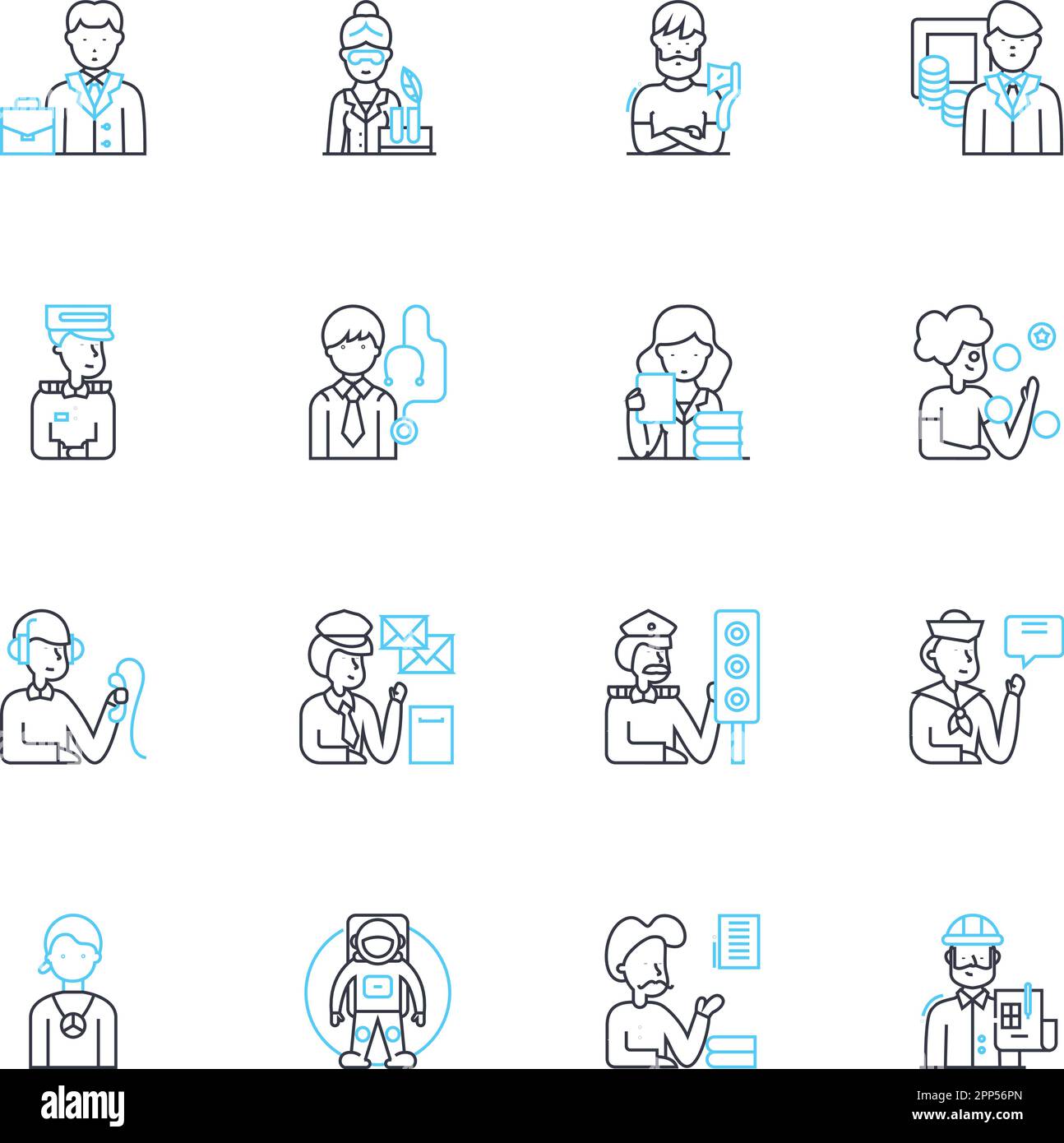 Alter egos linear icons set. Persona, Split, Identity, Duality, Double ...