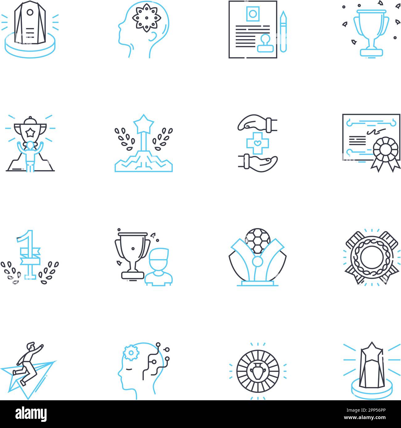 Learning curve linear icons set. Growth, Evolution, Progression, Mastery, Development ...