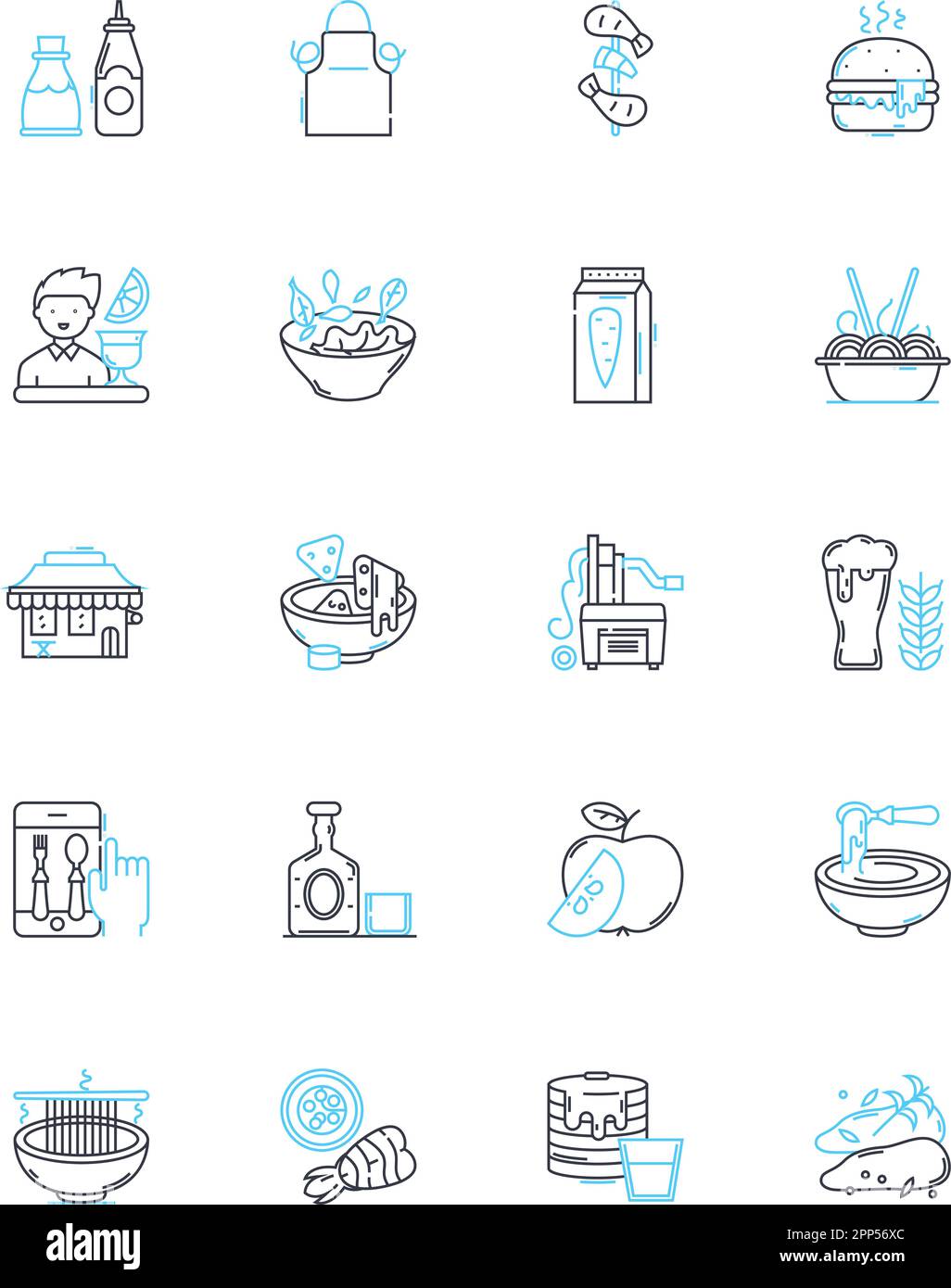 Meal Selection Linear Icons Set Cuisine Diet Menu Options Selection Taste Flavor Line