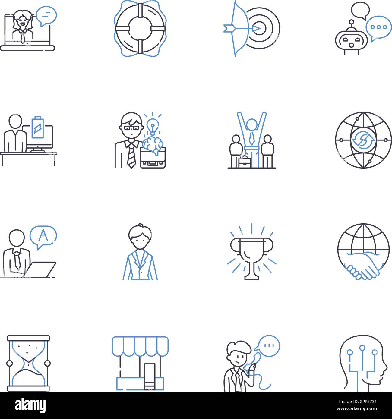 Work progression line icons collection. Achievements, Advancement ...