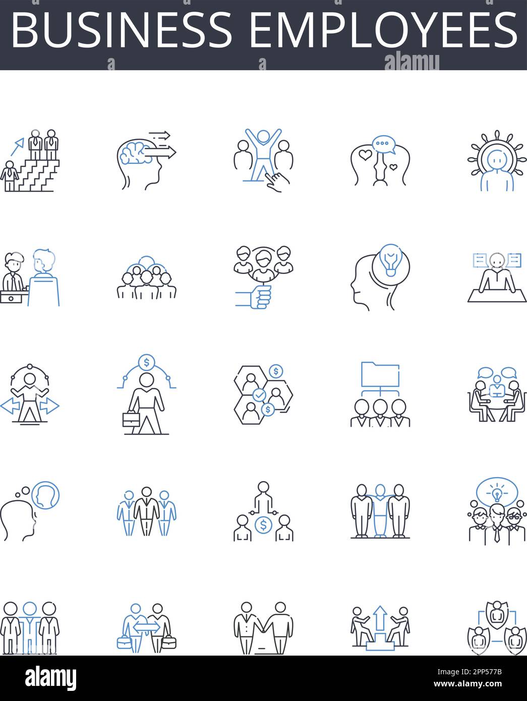 Business employees line icons collection. Summit, Adventure, Thrill ...