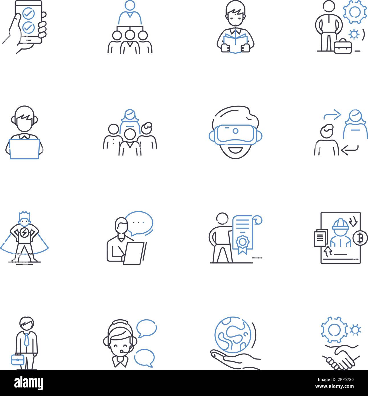 Writing Desk Line Icons Collection Workspace Station Bureau Table