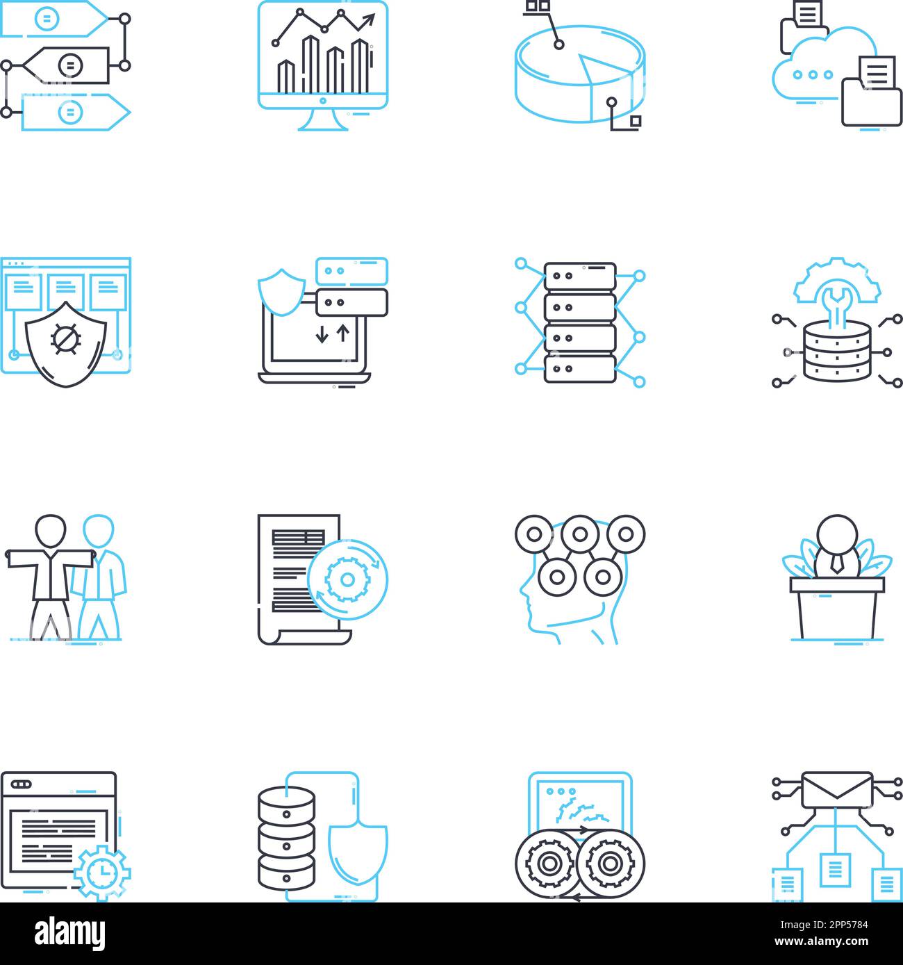 Performance Metrics Linear Icons Set Efficiency Effectiveness Productivity Accuracy Speed