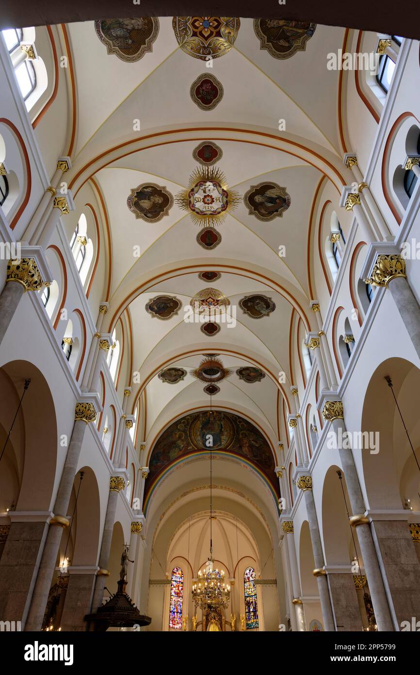 Franciscan church, ceiling, interior view, Maribor on the Drava ...