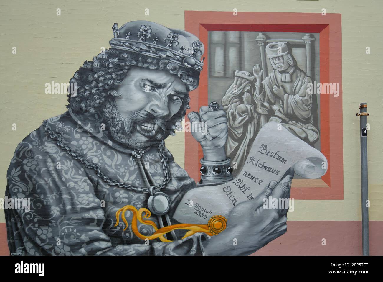 Mural by Jan-Malte Strijek, street art, graffiti, black and white, grey ...