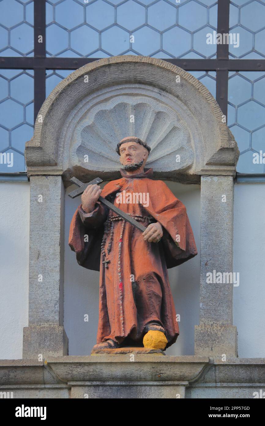 Sculpture Saint Francis at the Assumption Church, former Franciscan ...