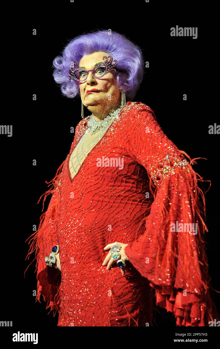 File photo dated 13/11/13 of Barry Humphries in character as Dame Edna ...