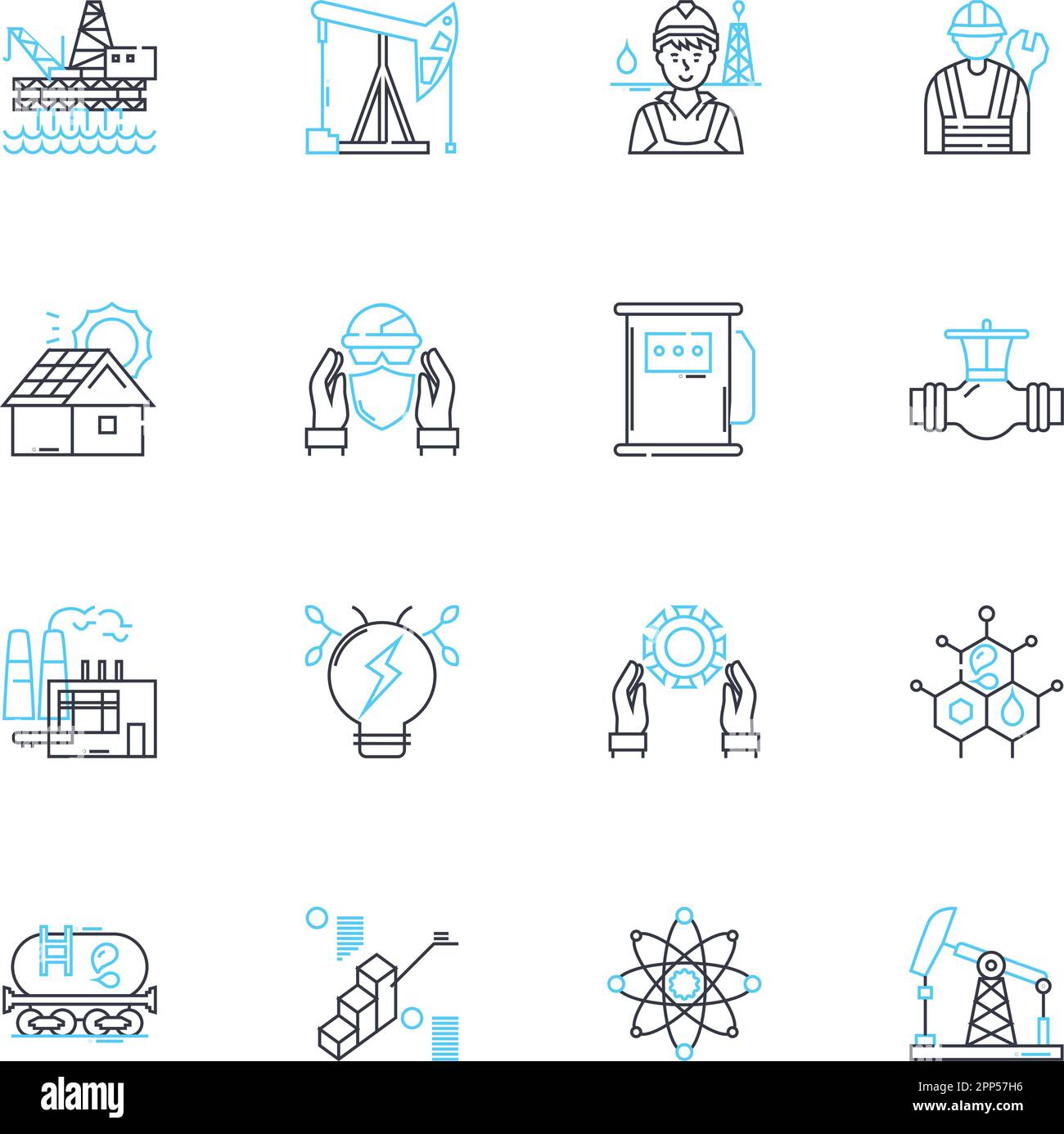Green energy linear icons set. Solar, Wind, Hydro, Geothermal, Biomass ...