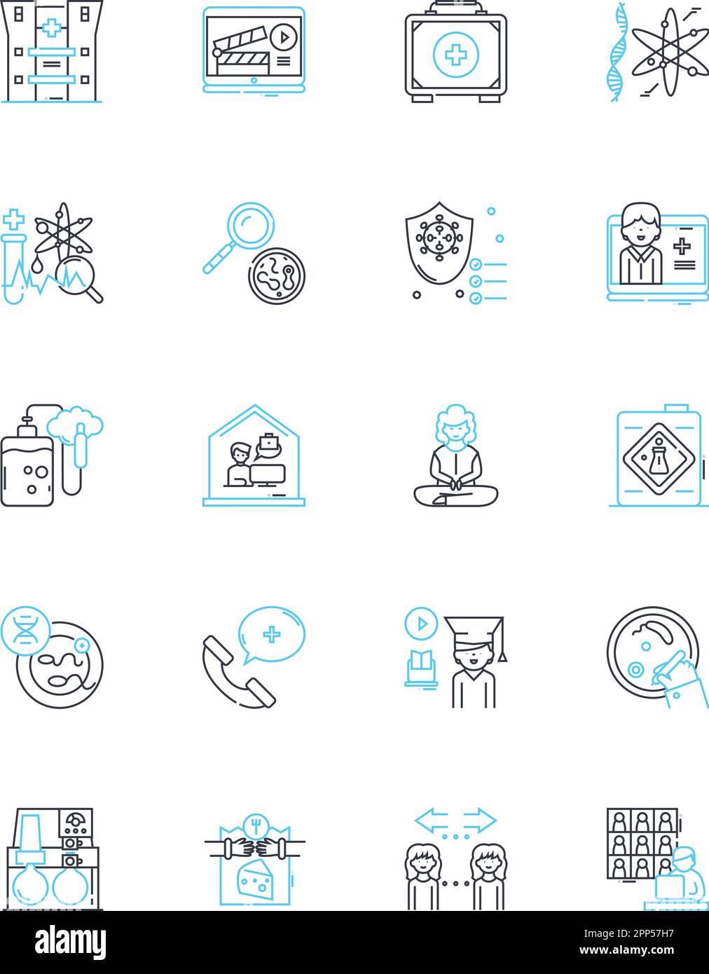 Pathogens linear icons set. Virus, Bacteria, Fungus, Parasite ...