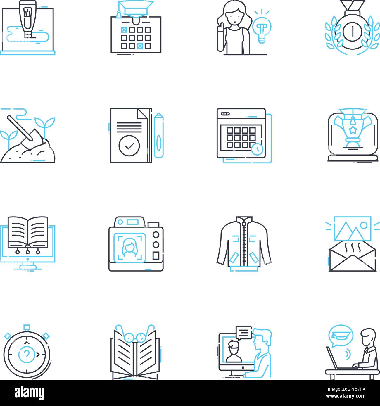 Training Linear Icons Set Education Learning Development Workshops Coaching Seminars