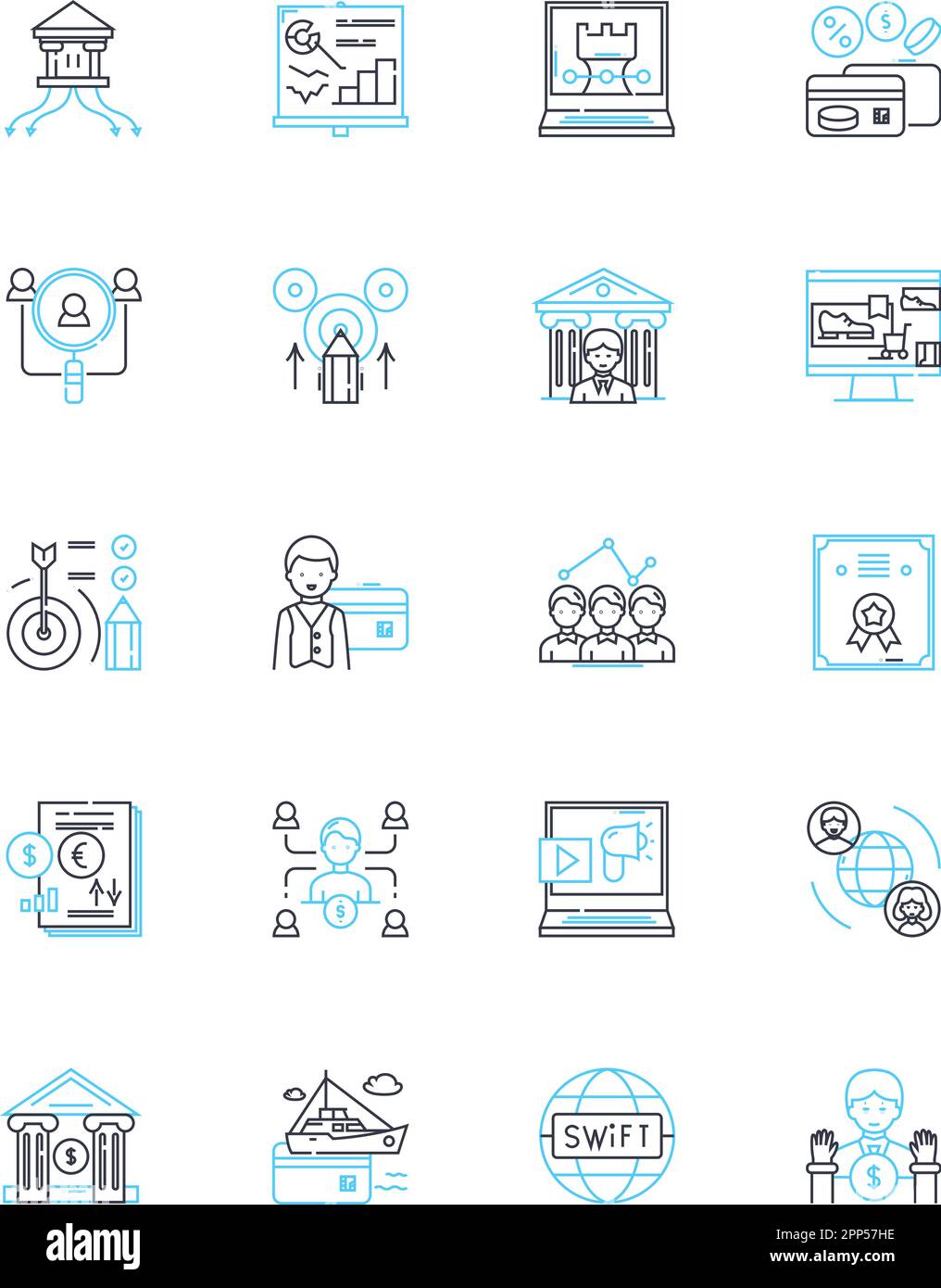 Pie Chart Budgeting Linear Icons Set Allocation Proportion