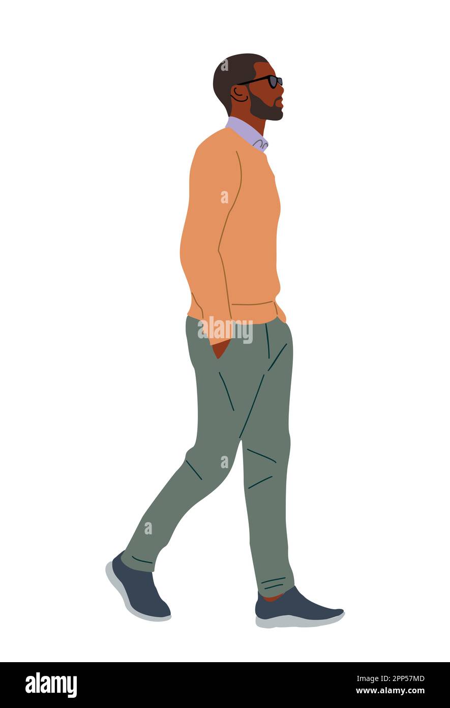 Black Business man walking side view vector Stock Vector Image & Art ...