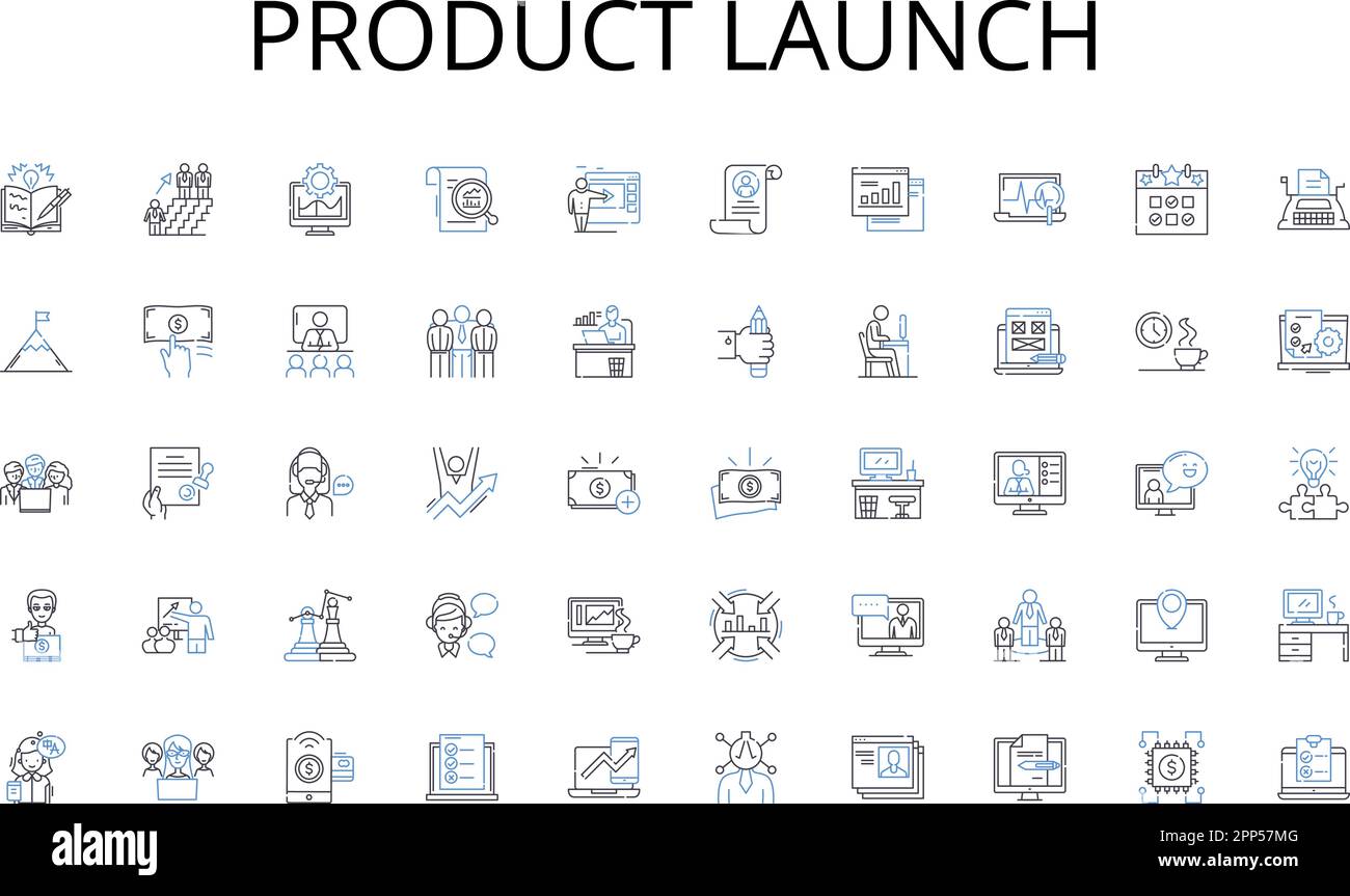Product launch line icons collection. Diagnosis, Check-up, Symptoms ...