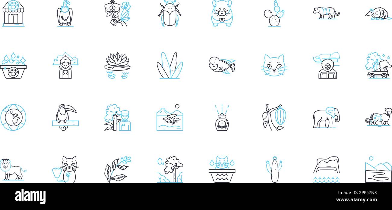 Charming critters linear icons set. Cutesy, Charming, Endearing, Cheeky ...