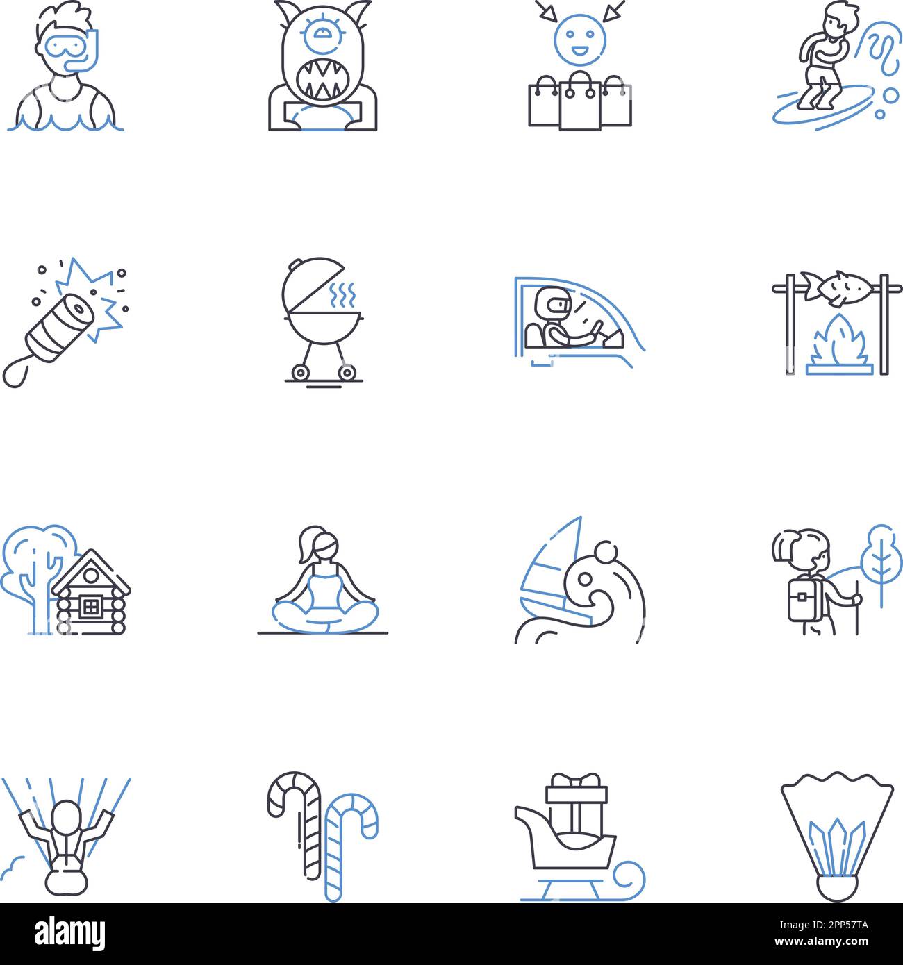 Travel and tourism sector line icons collection. Adventure, Hospitality ...