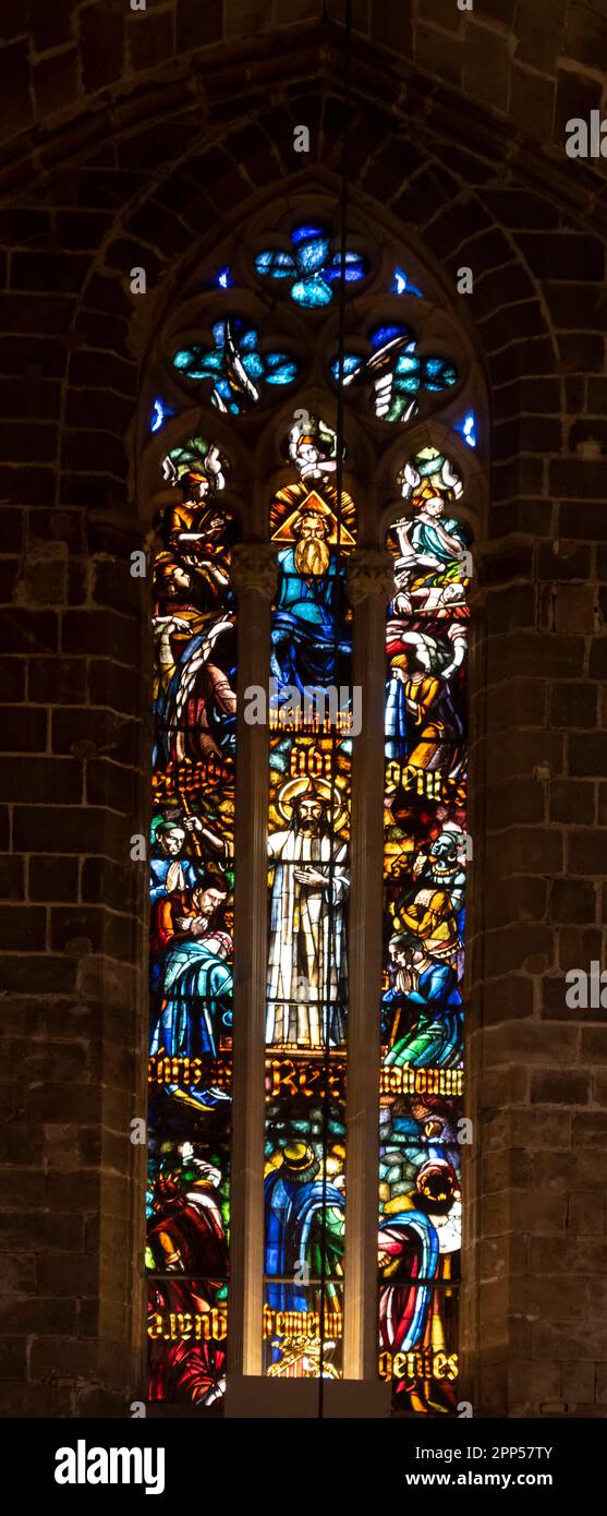 Colourful Stained Glass Window Palma Cathedral Palma De Majorca