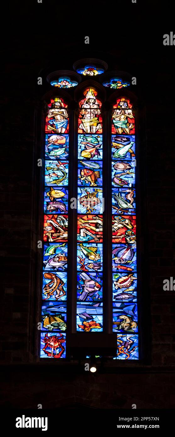 Colourful Stained Glass Window Palma Cathedral Palma De Majorca