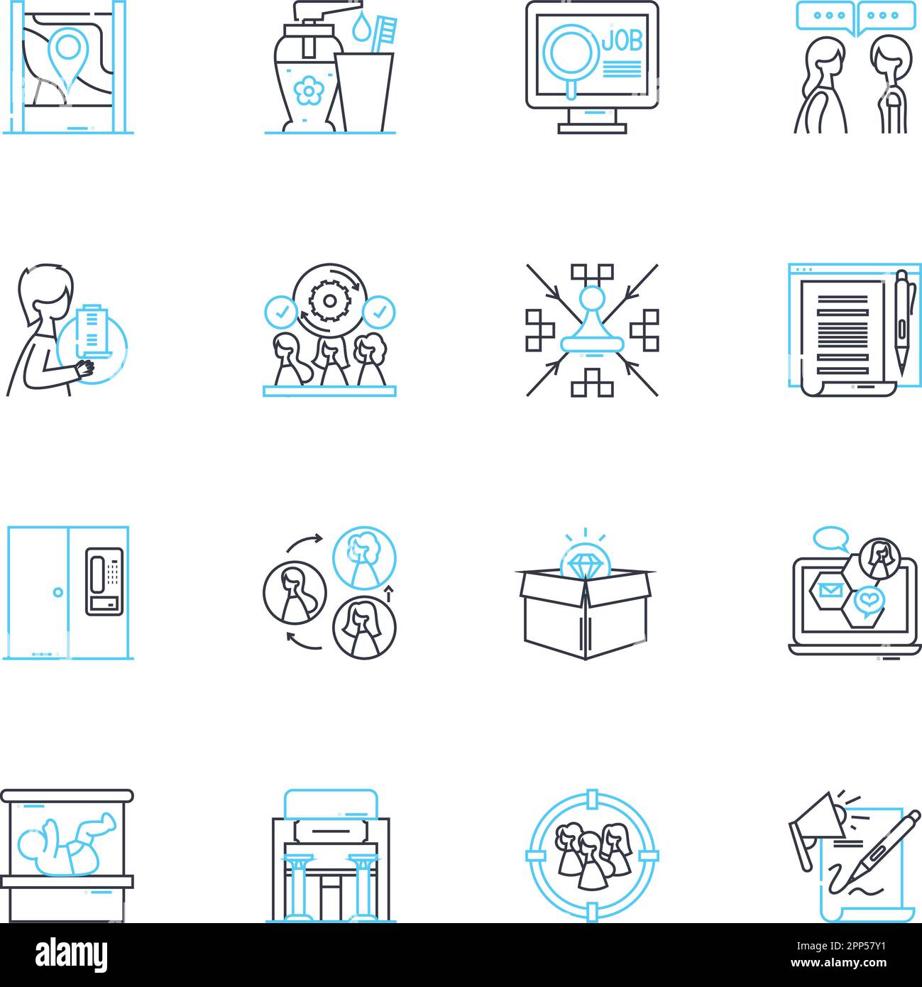 Intelligent populace linear icons set. Educated, Knowledgeable, Astute ...