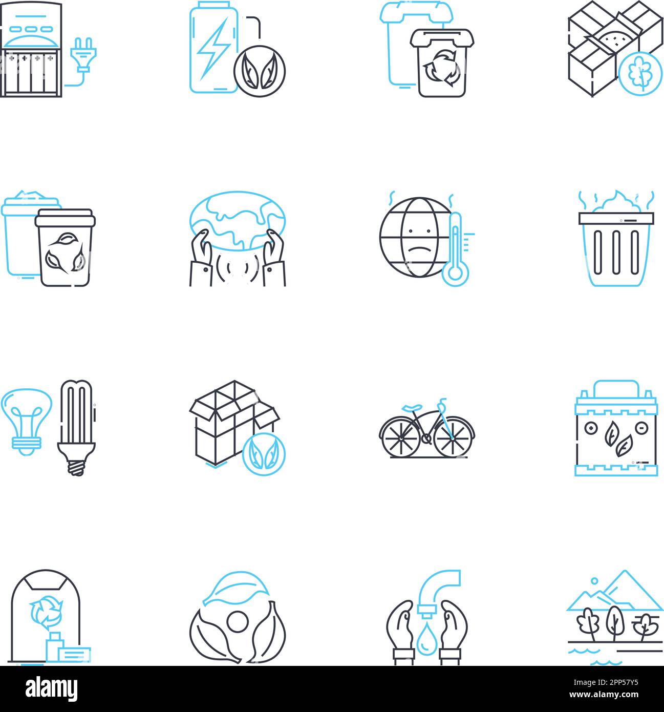Biotechnology innovations linear icons set. Geneticengineering ...